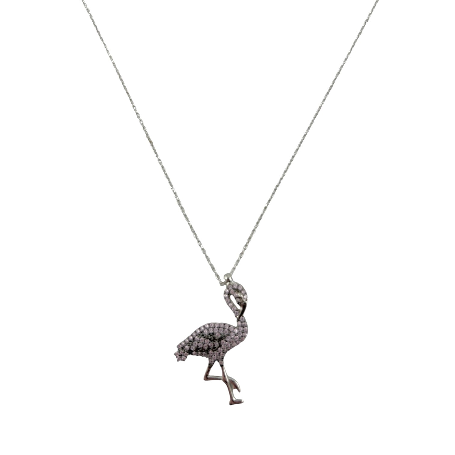 Sterling Silver CZ Purple Flamingo Womens Necklace – HLJ